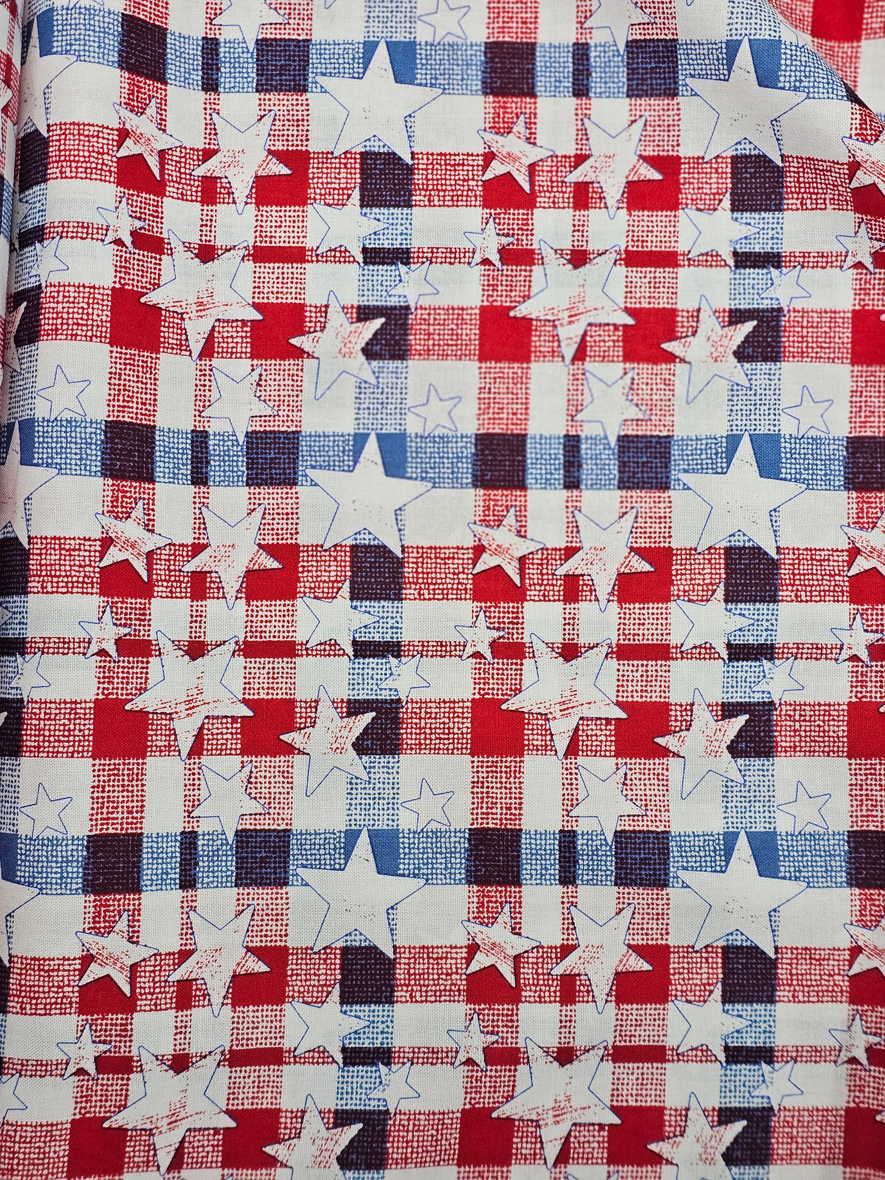 1071 Patriotic Plaid With Stars – Fabric 4 Fun LLC