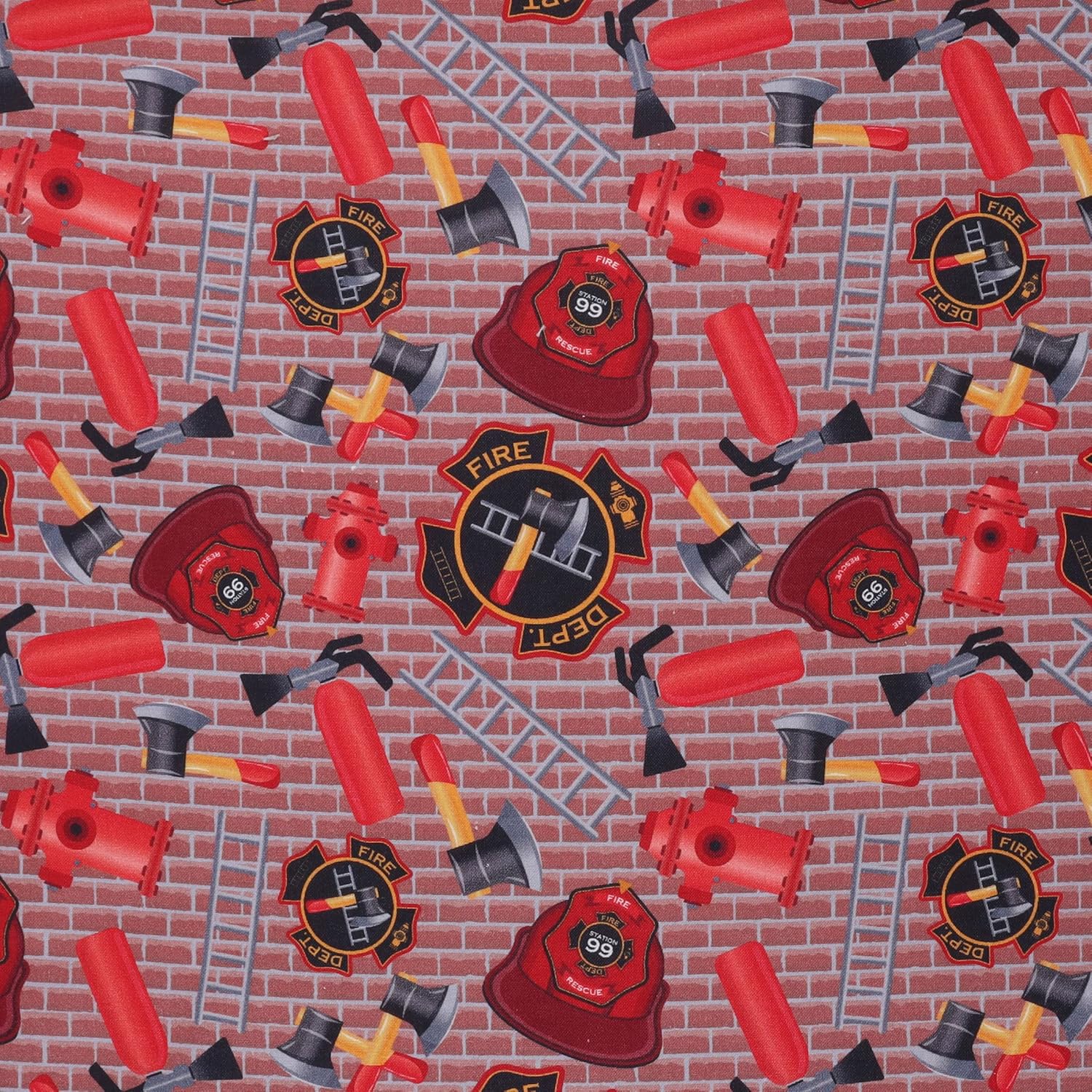MOOK Fabrics Firefighter Firehouse Ladder Hydrant Hatchet – Fabric 4 ...