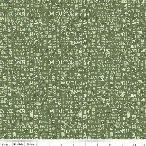 Riley Blake Love You Smore Text Olive C12142 Camping Words – Fabric 4 ...