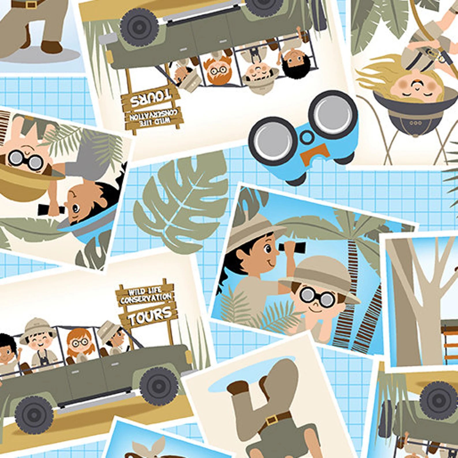 1089 Benartex Safari Adventure Safari Greetings Sky Blue 12950 – Fabric ...