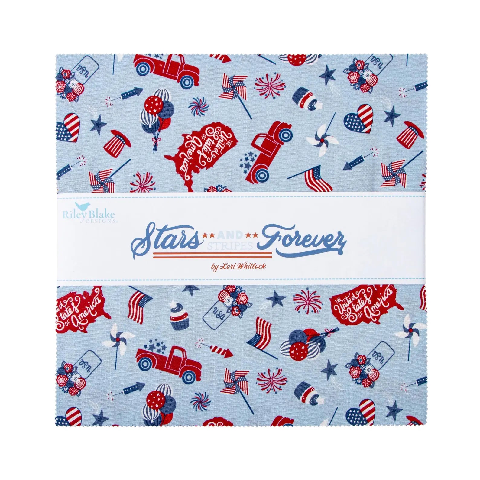 X1007 Riley Blake Stars and Stripes Forever 10" Stacker Squares 42 pie ...